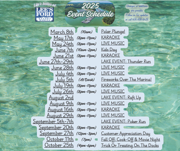 Event Schedule - Lees Ford Marina